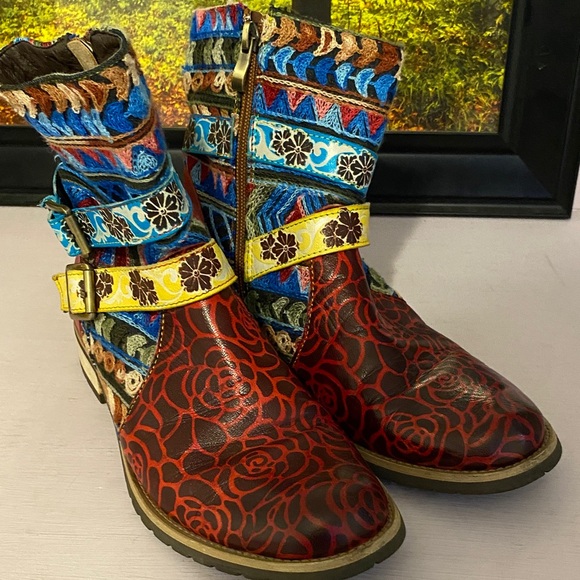 Shoes | Colorful Patterned Ankle Boots Minimal Wear | Poshmark